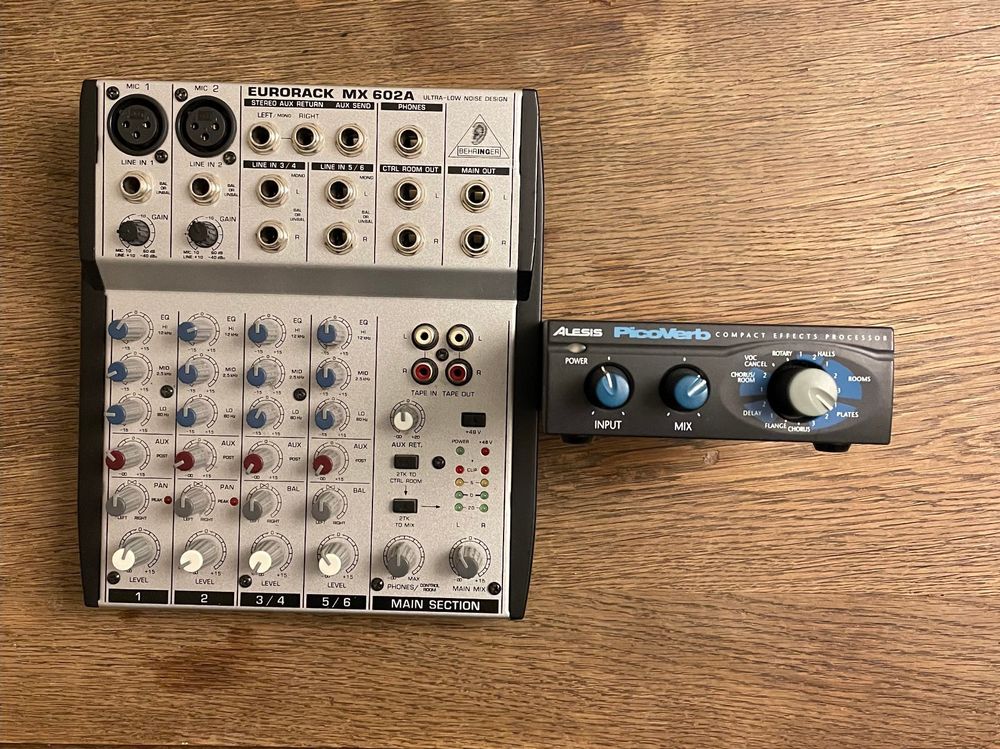 6-Kanal Mischpult Behringer MX602 plus Effektgerät PicoVerb (Gebraucht ...