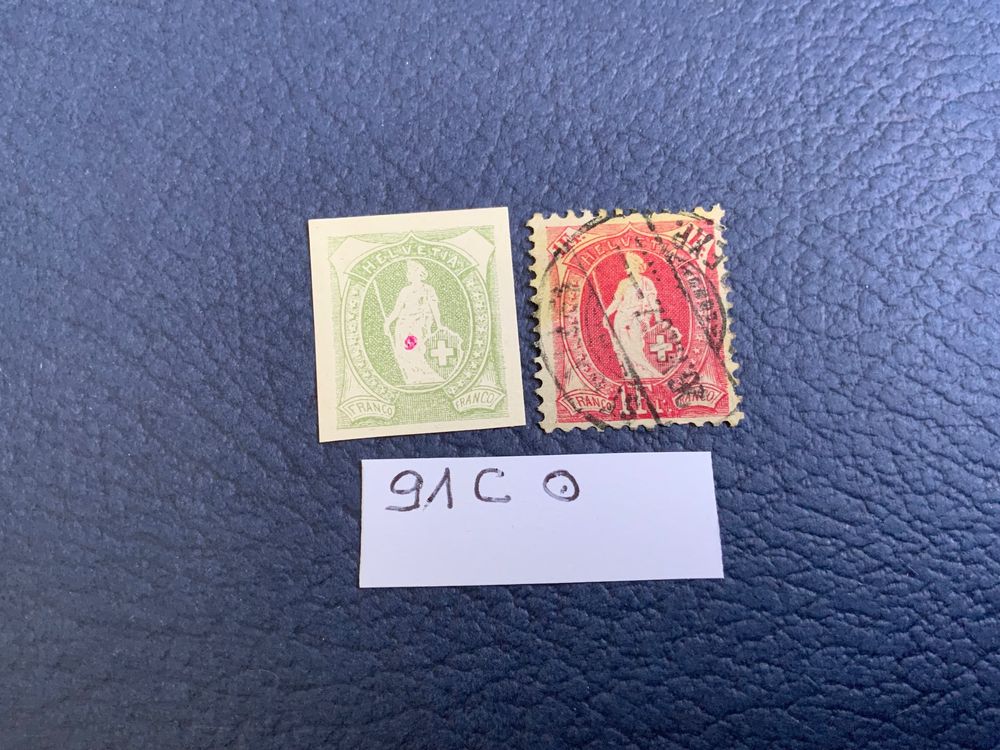 Briefmarken Schweiz stehende Helvetia 91C/Fleck auf Helvetia (Gebraucht ...
