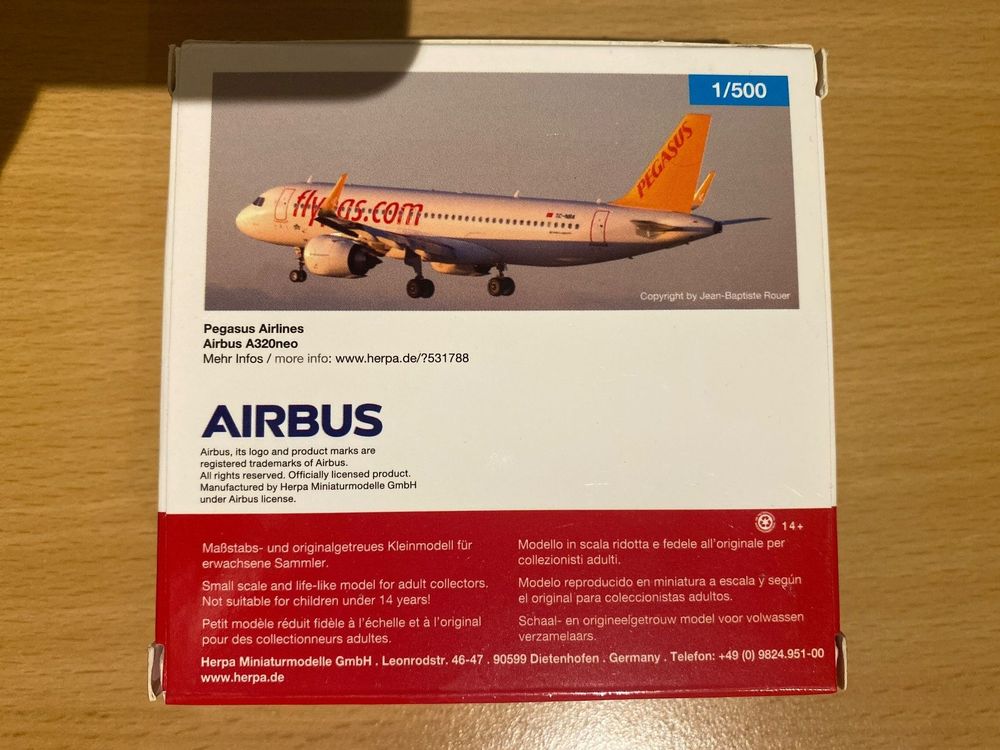 Pegasus A320neo Herpa 1/500 (TC-NBA) (Neu (gemäss Beschreibung)) in Coppet für CHF 20 – mit ...