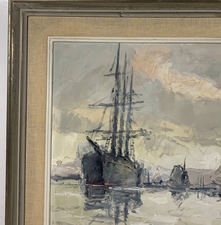 Hafenszene mit Schiffe Gemälde unleserlich Signiert (Gebraucht) in Root für CHF 90 – mit ...