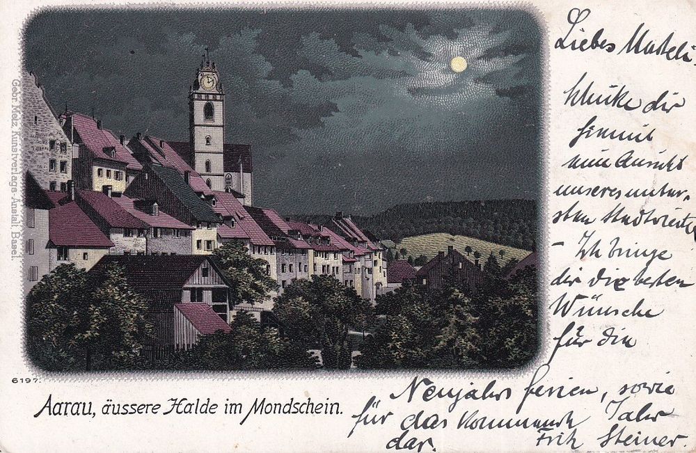 Aarau AG - äussere HALDE im Mondschein um 1899 | Kaufen auf Ricardo