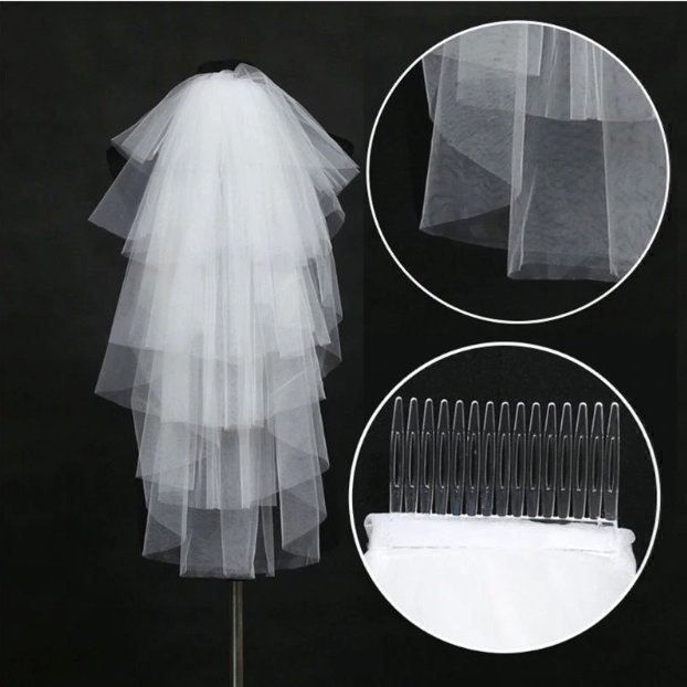 NEUER Braut Schleier WEISS 90cm mit Kamm - 202536 | Kaufen auf Ricardo
