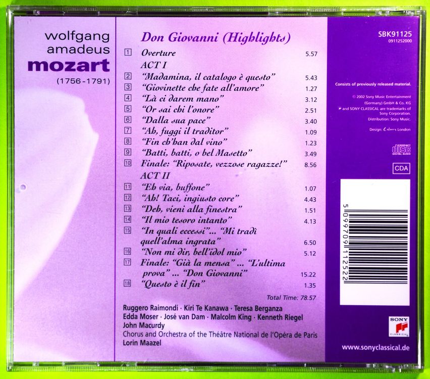 WOLFGANG AMADEUS MOZART / DON GIOVANNI (HIGHLIGHTS) | Kaufen auf Ricardo