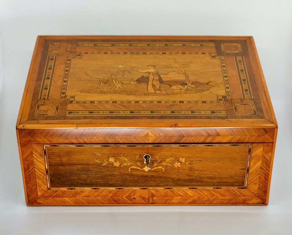B0421 Antike Prachtsschatulle Intarsienbild Frankreich ~1870 (Gebraucht ...