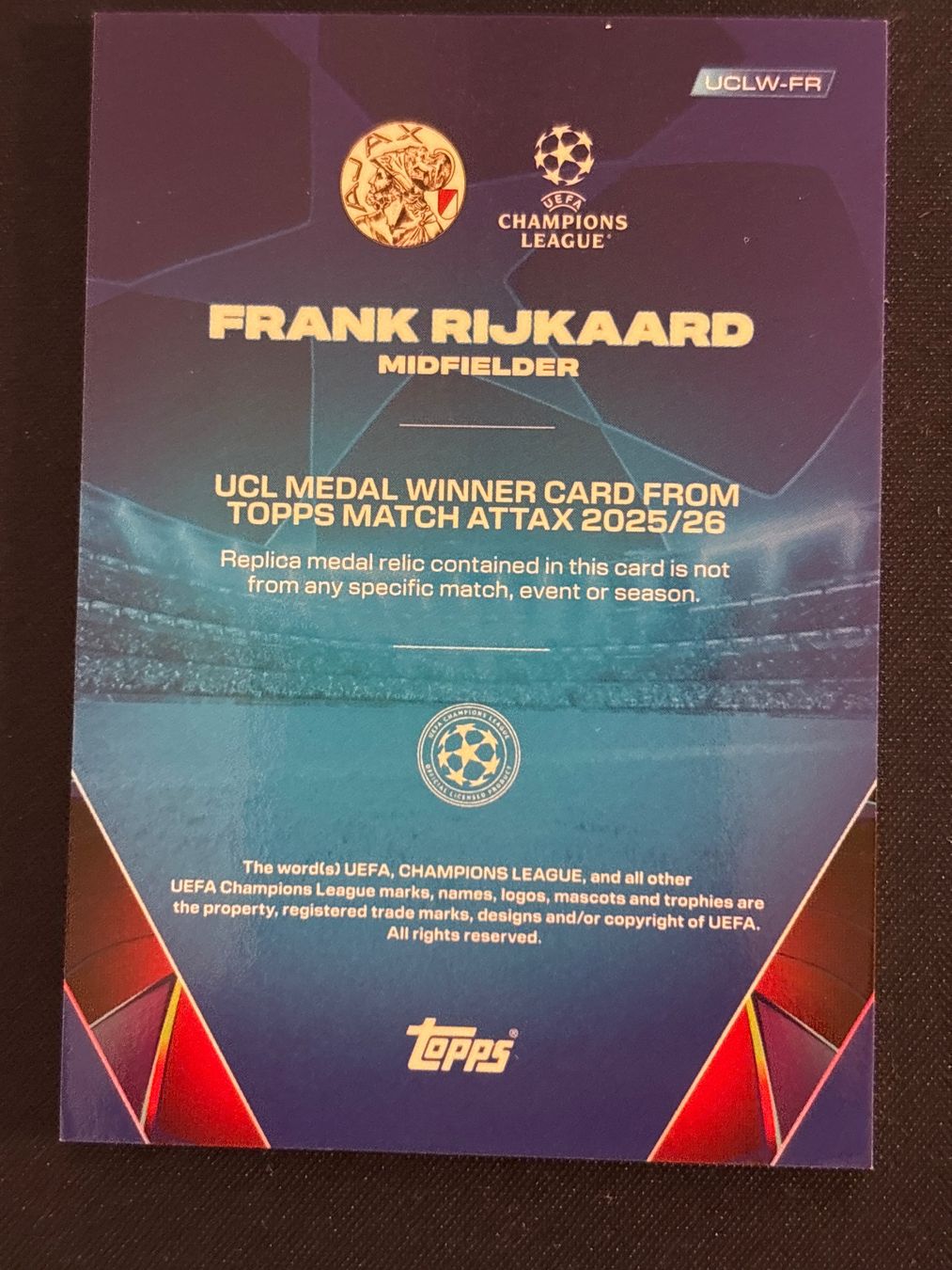 Match attax 2025 /26 Frank Rijkaard Ucl Medal Winner (Neu (gemäss ...