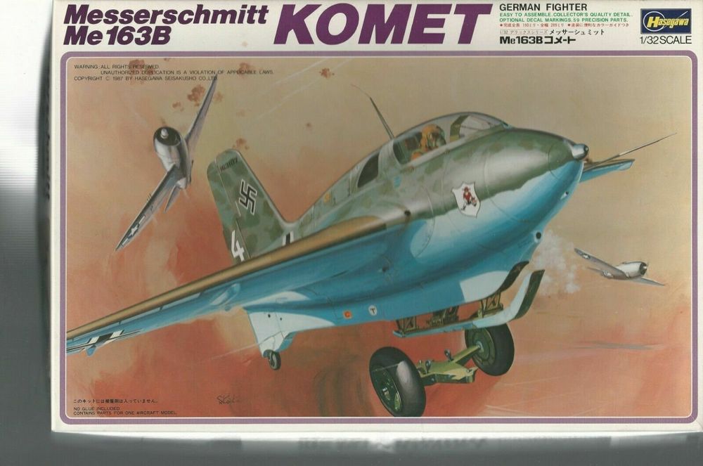 plastic model kit scale 1/ 32 HASEGAWA MESSERSCHMITT ME 163 (Neu und ...