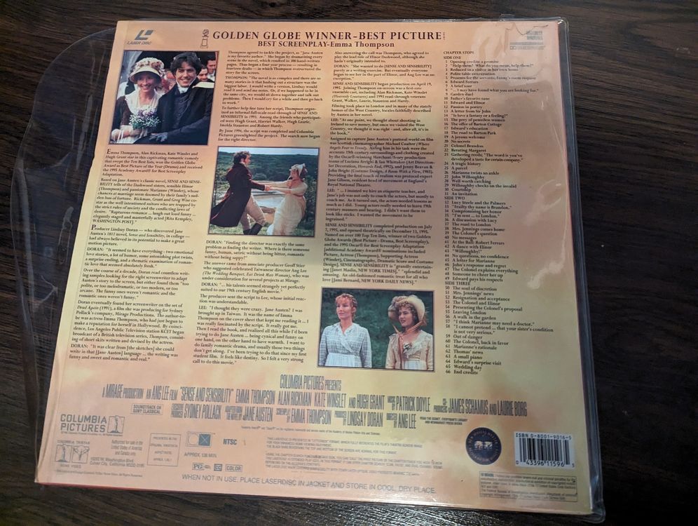 laserdisc Sense and Sensibility Kate Winslet Emma Thompson (Gebraucht ...
