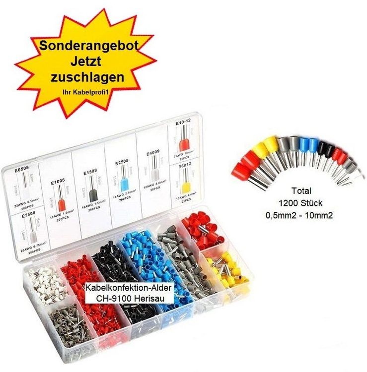 Top Aktion 1200-teiliges Kabel Endhülsen Set, nur 5.- Porto (Neu und ...