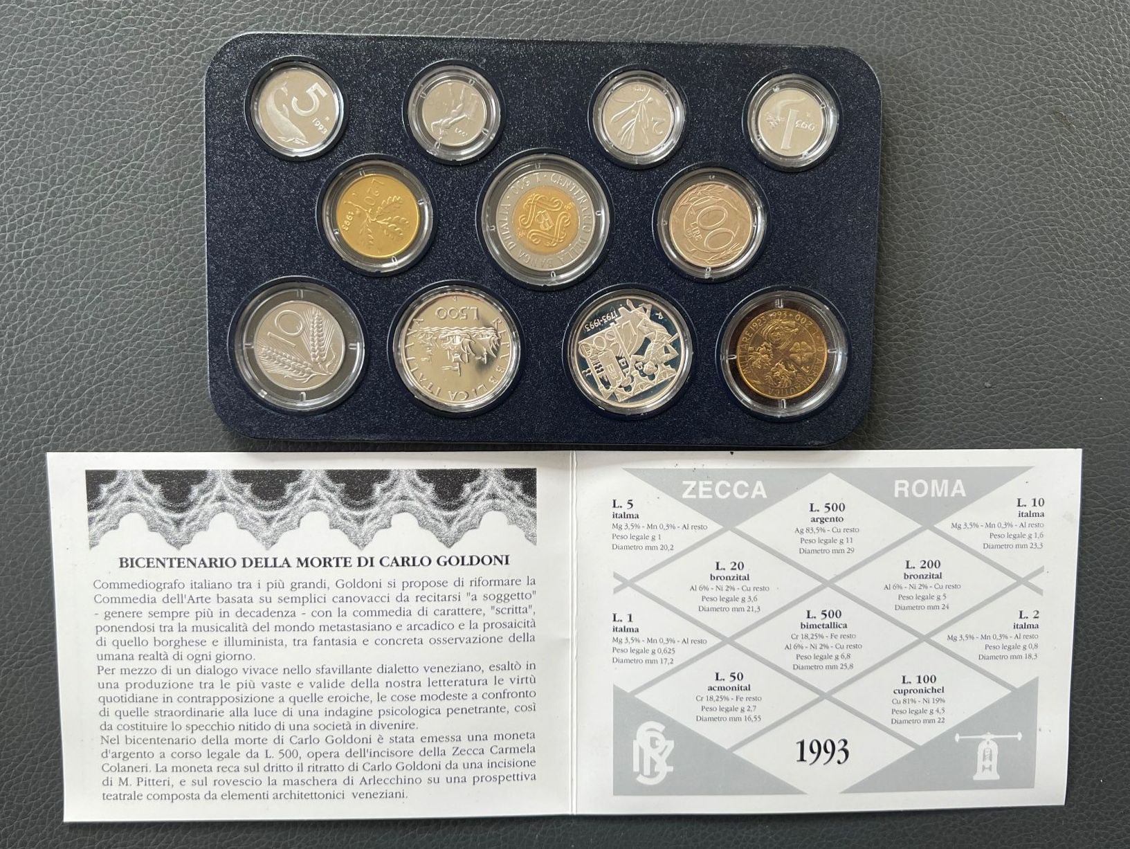 Italien 1993 – Proof-Set mit 500 Lire Silber Carlo Goldoni (Gebraucht) in Vaduz für CHF 79 – mit ...