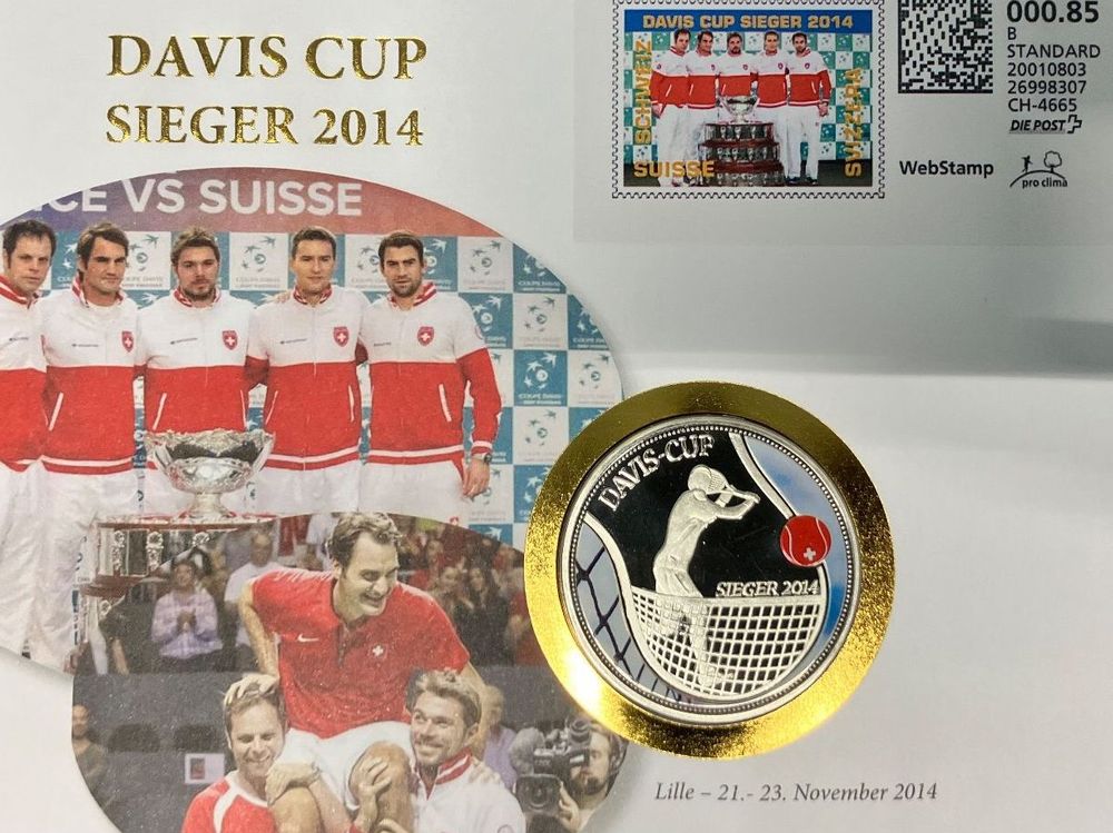 Numisbrief Davis Cup Sieger 2014 Medaille versilbert (Neu (gemäss Beschreibung)) in Merenschwand ...