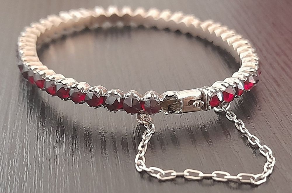 Bracelet ancien en argent 800,et grenats véritable | Kaufen auf Ricardo