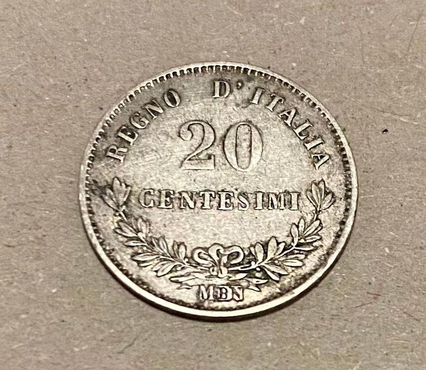 Italy 20 centisimi 1863 small silver coin (Gebraucht) in Zürich für CHF ...