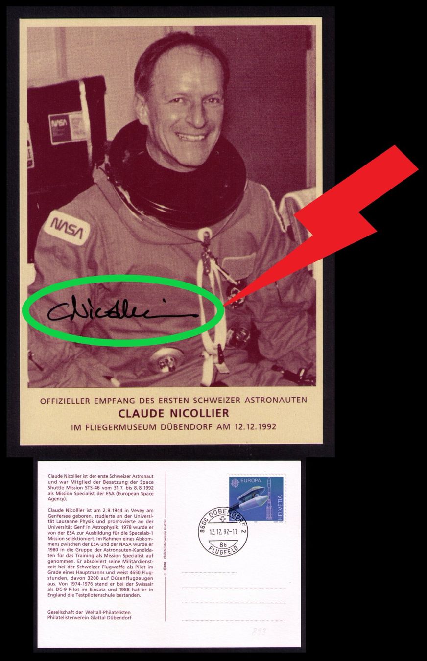 Orig. Autogramm__CLAUDE NICOLLIER__ASTRONAUT_1992 !! (Neu (gemäss ...