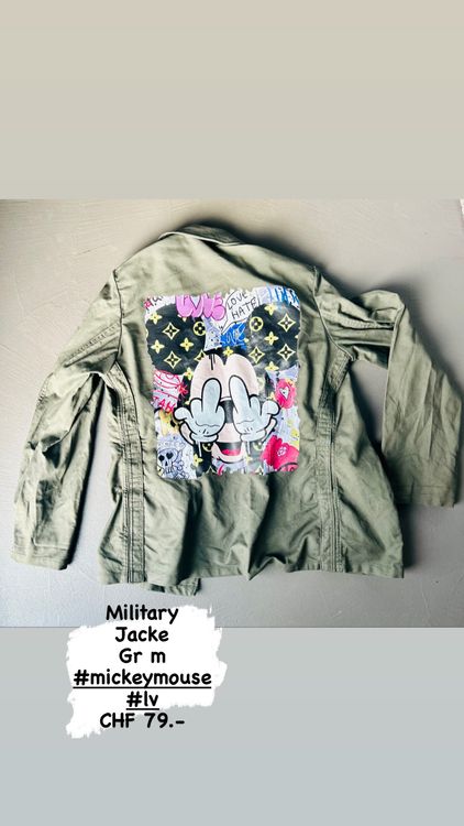 Military jacket oliv mit Mickey mouse | Kaufen auf Ricardo