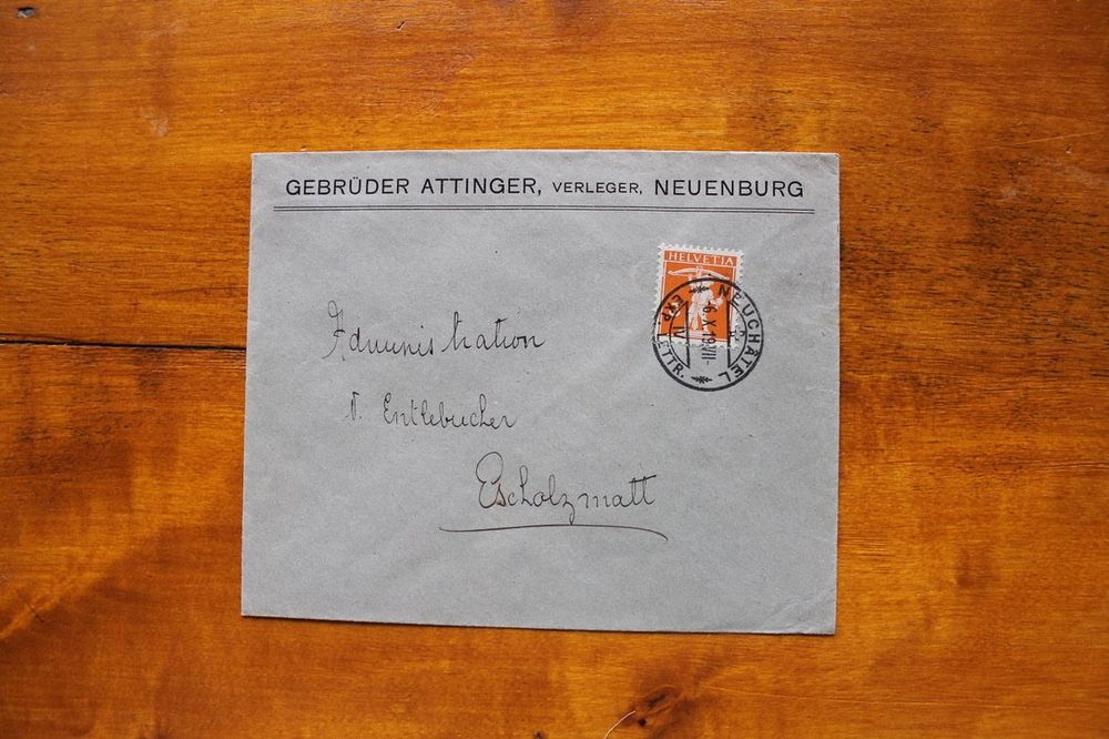 1919 Brief, Gebr. Attinger, Neuenburg, Verleger | Kaufen auf Ricardo