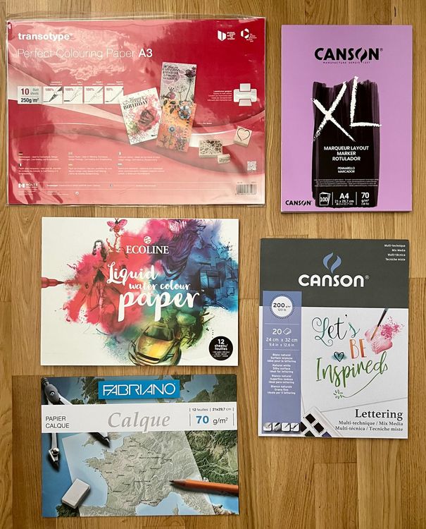 5 Papiere Kunst Canson Ecoline Fabriano Markerpapier Manga (Neu (gemäss ...