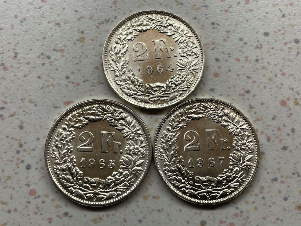 1964 + 1965 + 1967 2 Franken alles gute Stücke !!! | Kaufen auf Ricardo