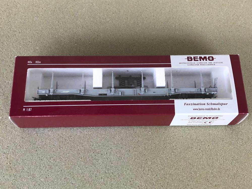 BEMO Rp-w 8273 wagon plat à bogies RhB HOm (Neu und originalverpackt ...