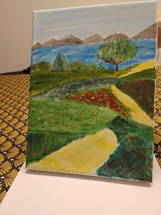 Sommer-Landschaft Acryl-Bild auf Leinwand gemalt | Kaufen auf Ricardo