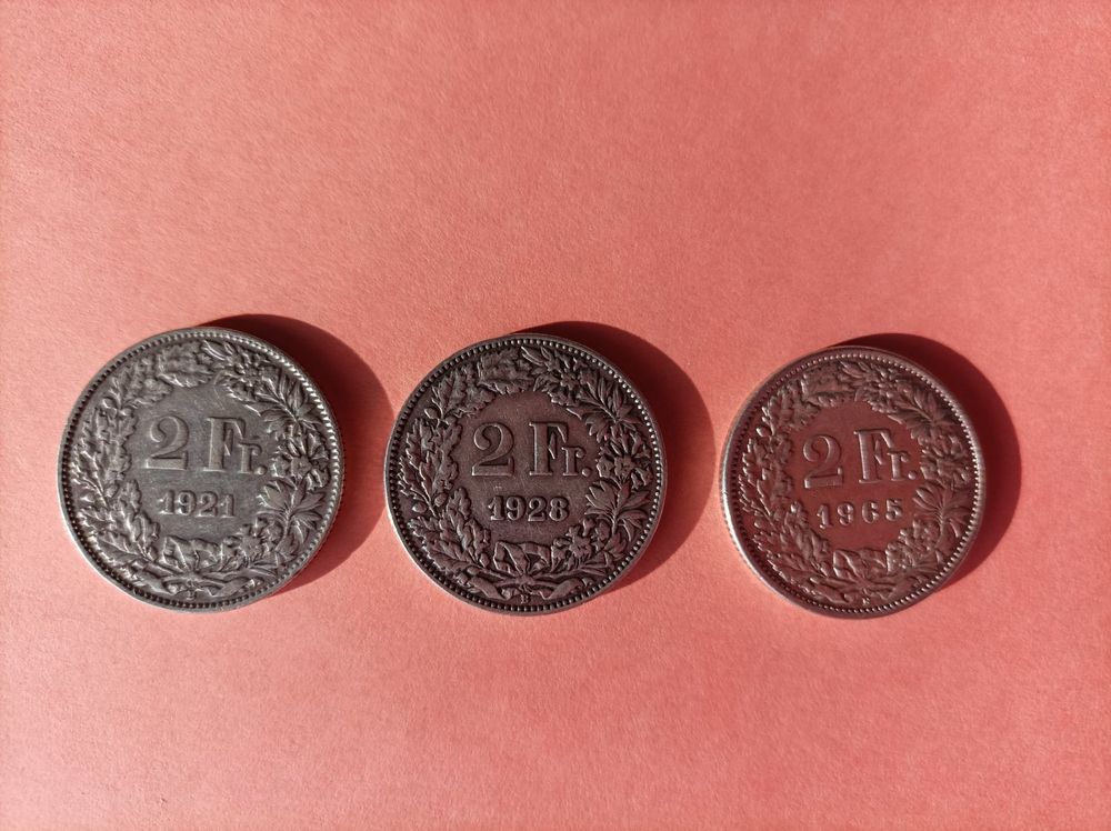 2 Franken 1921, 1928, 1965 (Gebraucht) in Rüti ZH für CHF 13 – mit Lieferung auf Ricardo kaufen