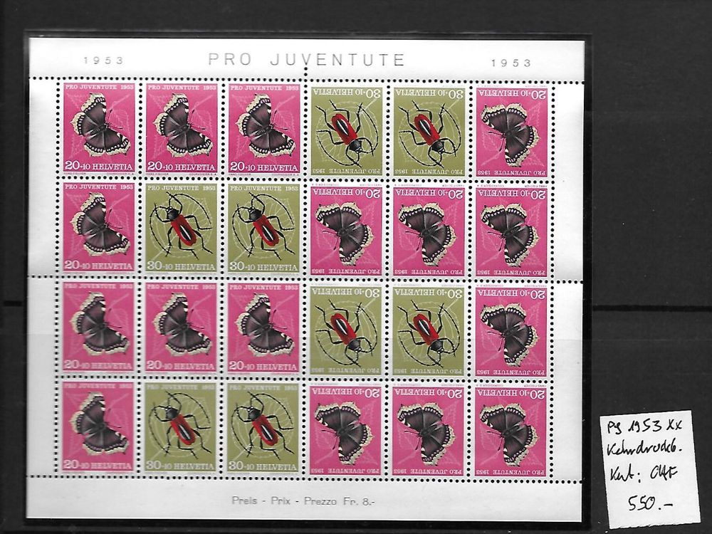 PJ Kehrdruckbogen 1953 ** Kat: CHF 550.- (Neu (gemäss Beschreibung)) in Basel für CHF 71 – mit ...