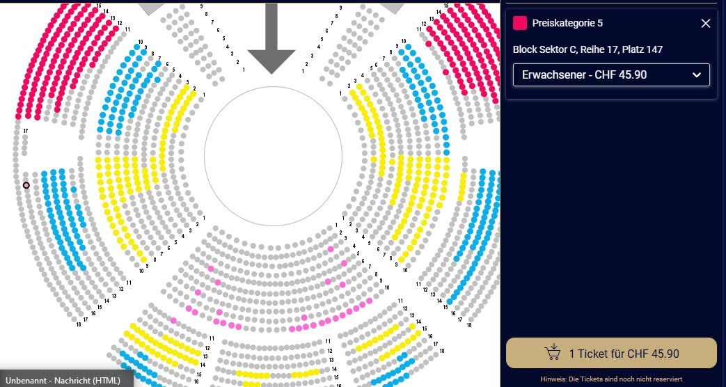 1 Sitzplatz-Ticket Circus Knie 18.12.2025 in Luzern/Allmend (Neu und ...