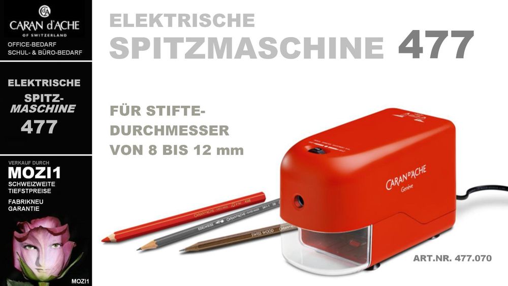 AKTION * 477.070 Spitzmaschine elektrisch ROT * Caran d'Ache (Neu und originalverpackt) in ...