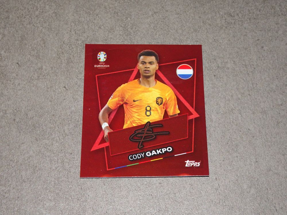 Topps SP Sticker NED Gakpo mit Unterschrift, Euro/ EM 2024 (Neu (gemäss ...