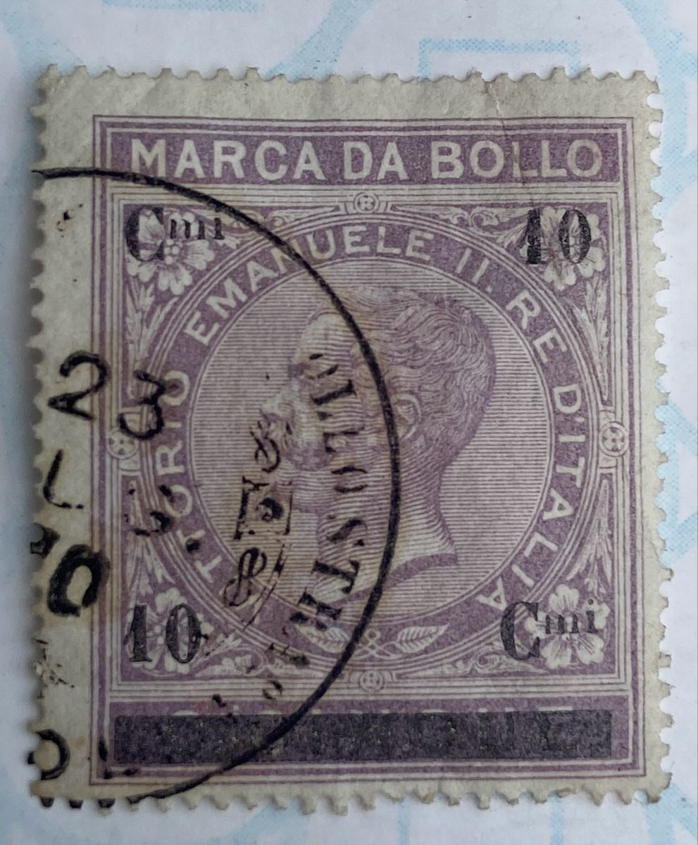 Timbre ancien Italie - Marca da Bollo Emanuele II - 1878 (D'occasion) à ...