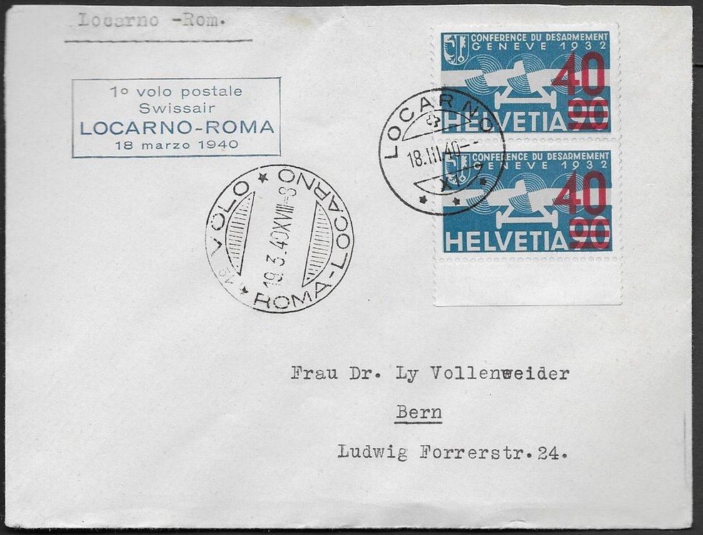 1940 Brief Fl. Locarno-ROMA Landi-Streifen hochwertig ab 1.- | Kaufen auf Ricardo
