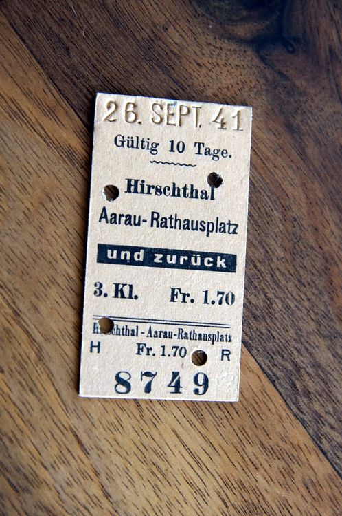 3.Kl. WSB Billet Hirschthal - Aarau-Rathausplatz - 1941 (Gebraucht) in Schönenwerd für CHF 20 ...