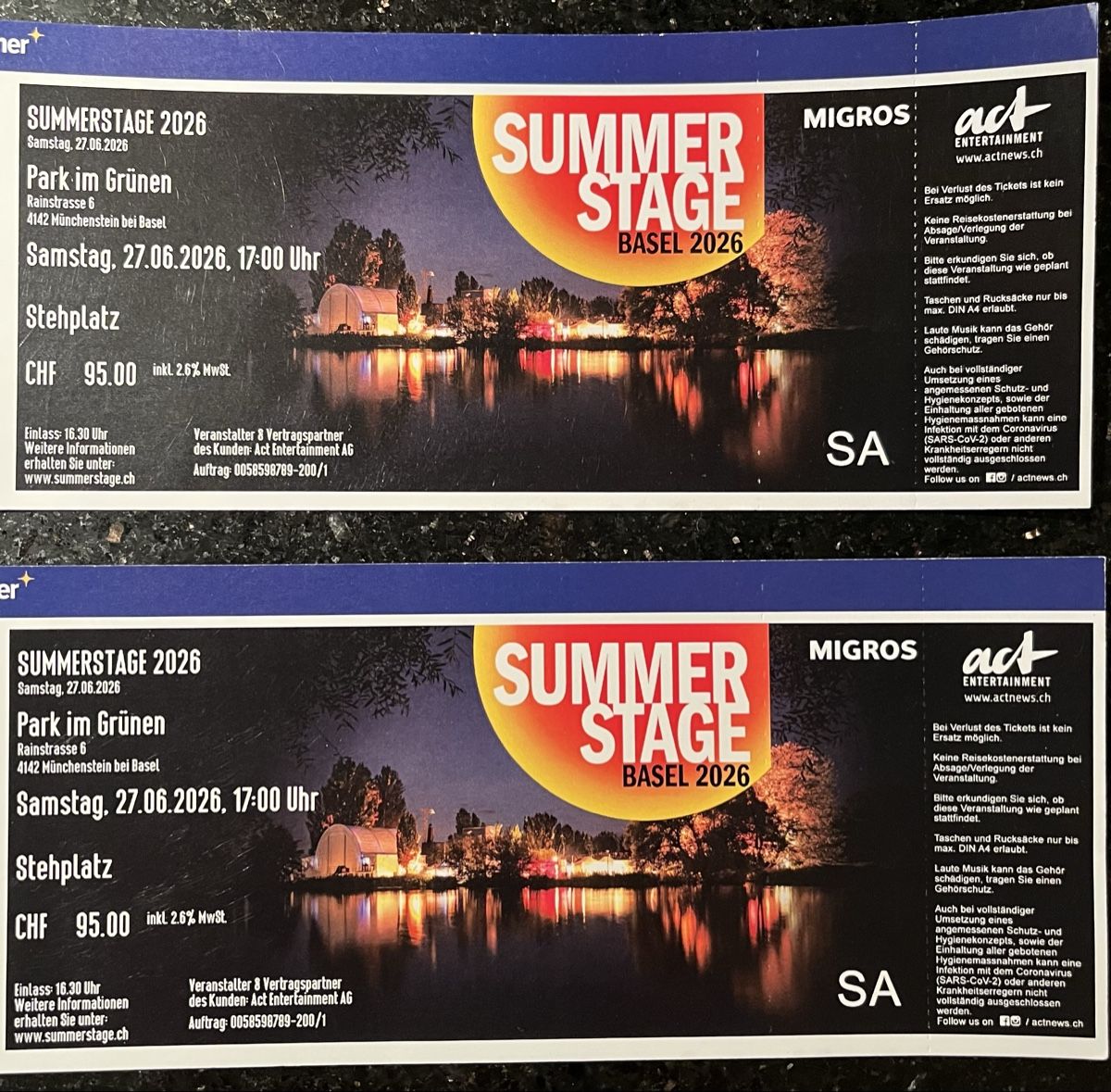 Summerstage Basel 2026 Tickets | Stehplatz | 27.06.2026 (Neu und ...