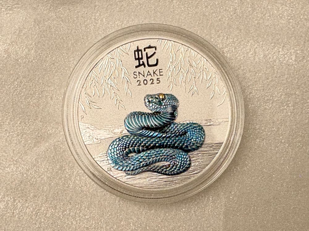 1 OZ COLOR Australien Lunar Serie III - Schlange 2025 (Neu und ...