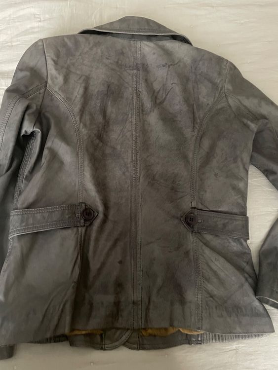 Graue Übergangs-Lederjacke, Grösse M - Top Zustand! (Gebraucht) in visp ...