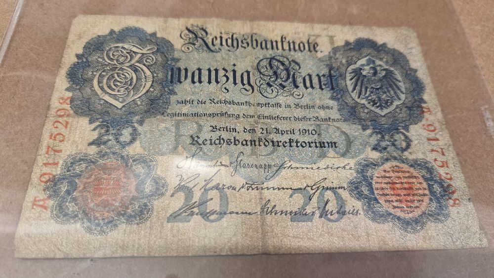 Alte Reichsmark Note 20 Mark Jahr 1910 (Gebraucht) in Herisau für CHF 1 ...