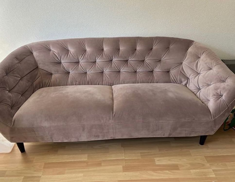 Schönes Samt Sofa 2er Couch Rosé Vintage Stil (Gebraucht) in ...