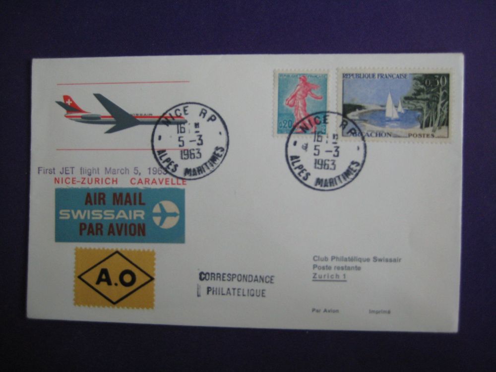Erstflugbrief NICE-Zürich alt 5.3.1963!! (Neu (gemäss Beschreibung)) in Wangs für CHF 2 – mit ...