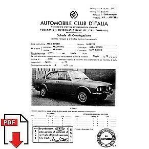 PDF - Fiche d'homologation Alfa Romeo Alfetta 1973 (Gebraucht) in crans montana für CHF 3.15 ...