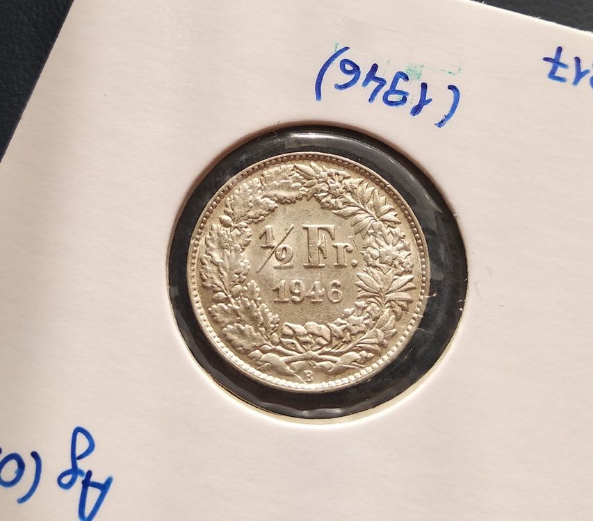 1/2 Franken 1946 (2 pieces Gleichstehend et normal) (D'occasion) à Nyon pour CHF 108 – avec ...