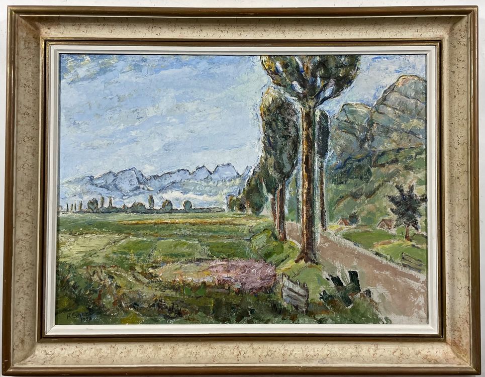 Grosses Landschaft Gemälde unleserlich Signiert | Kaufen auf Ricardo