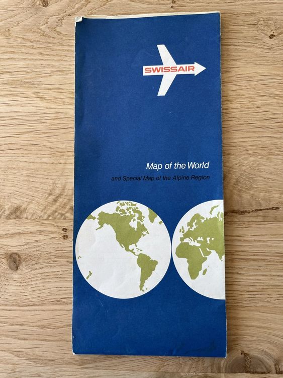 SWISSAIR Map of the World and Special Map of the Alpine Regi | Comprare ...