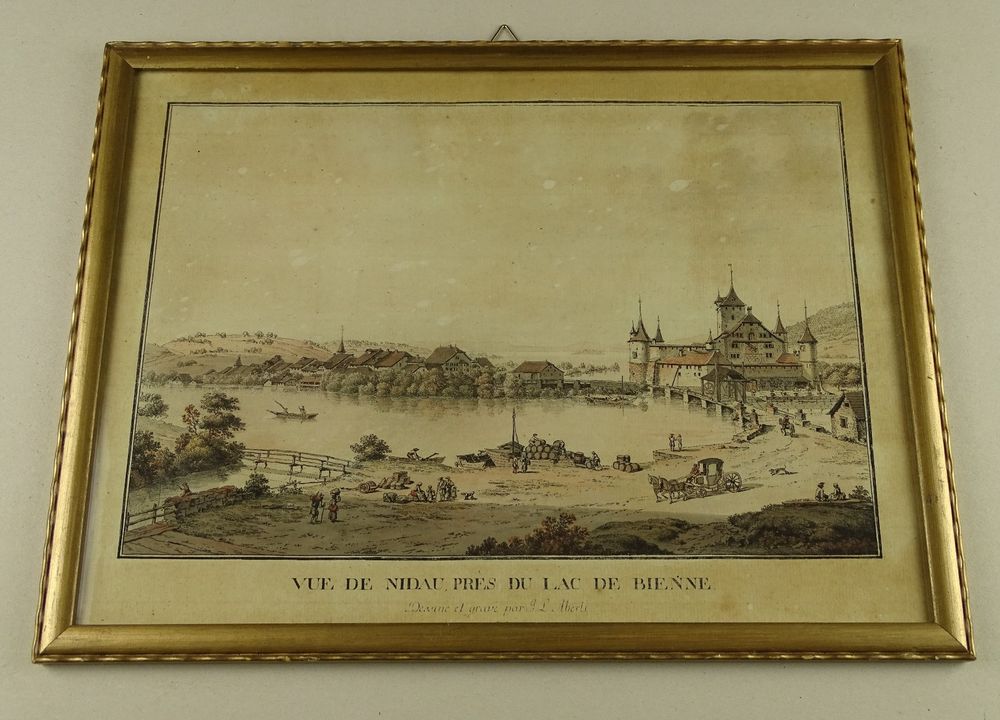 NIDAU, LAC DE BIENNE, BIELERSEE, UMRISSRADIERUNG VON ABERLI (Gebraucht ...
