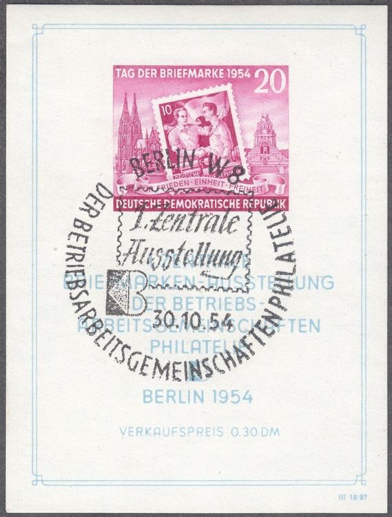 DDR Block 10 Tag der Briefmarke 1954 Briefmarkenausstellung | Kaufen auf Ricardo