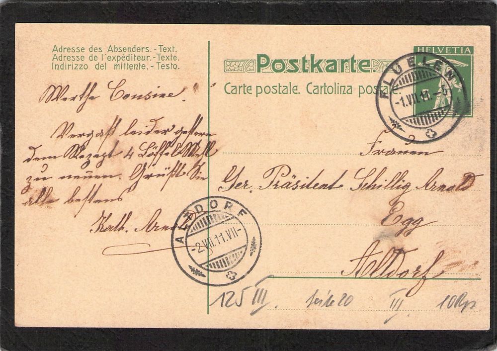 Suchard PK 044 Such 38 , gel. 1.Vll.1911 (Gebraucht) in Reichenburg für ...