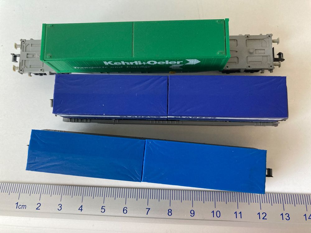 3er Set Roco Fleischmann Spur N Containertragwagen SBB (Gebraucht) in ...