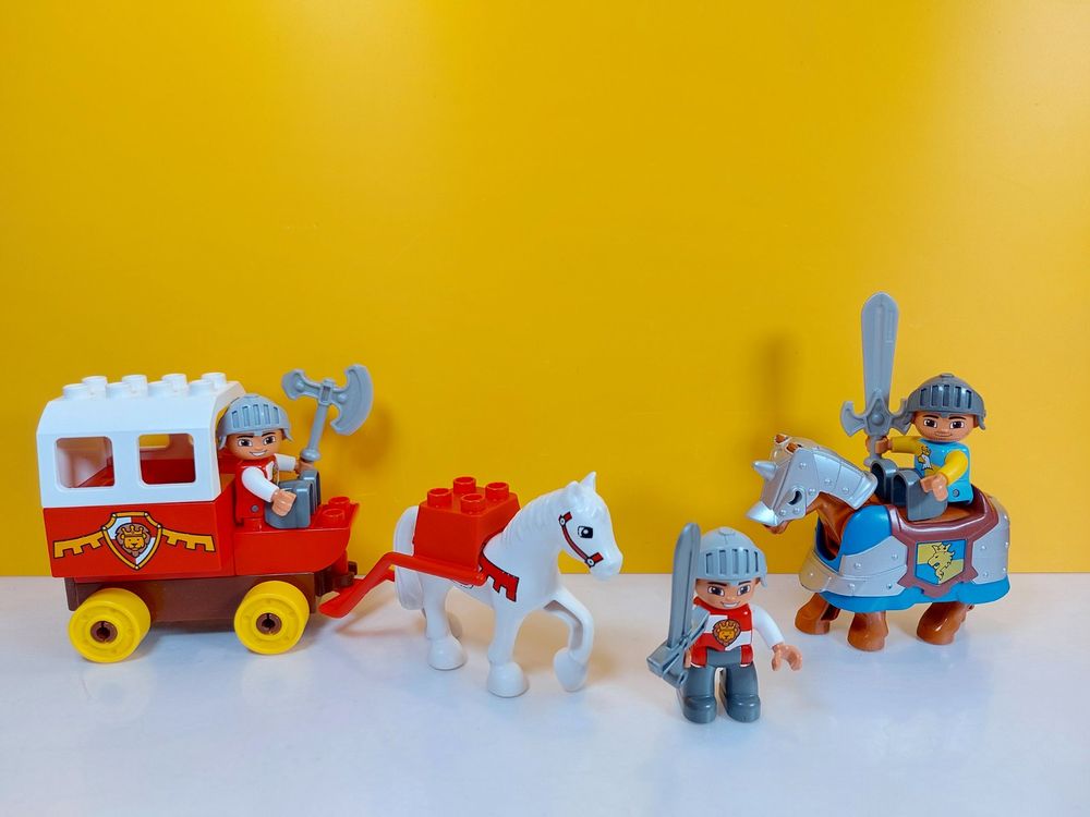 LEGO Duplo Ritter - Pferd mit Rüstung, Kutsche, 3 Ritter (Gebraucht) in ...