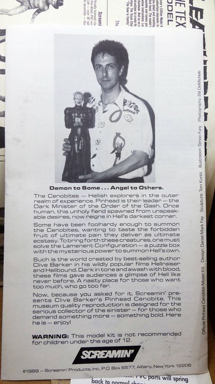 PINHEAD CENOBITE HELLRAISER HORROR MODEL KIT SCREAMIN 1989 (Neu (gemäss ...