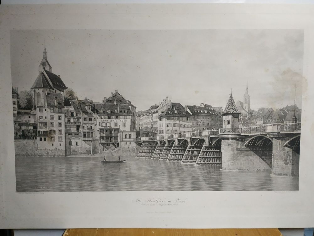 Basel - ""Alte Rheinbrücke in Basel" - 1903 (Gebraucht) in Sorengo für CHF 100 – mit Lieferung ...