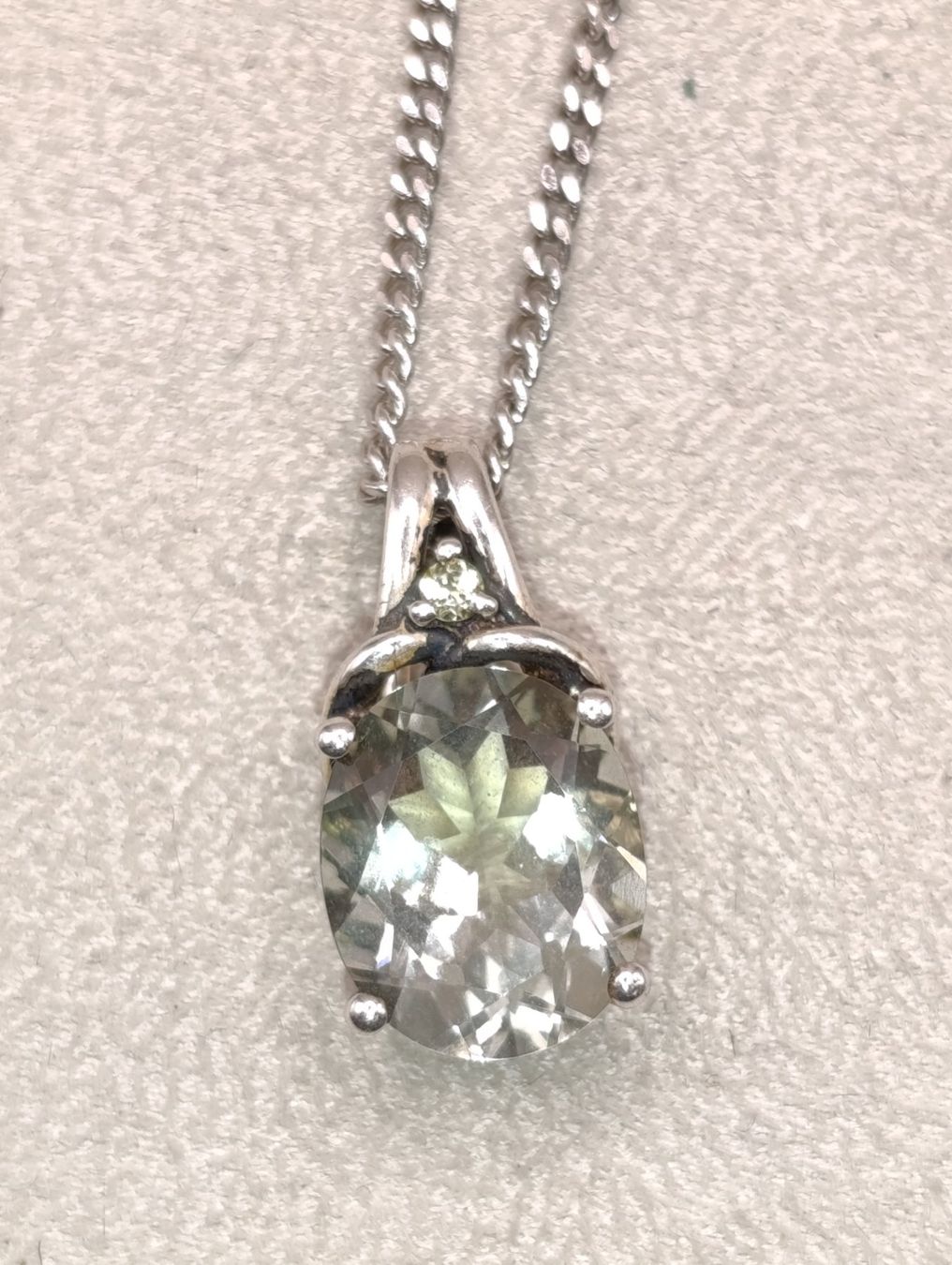 Vintage 925er Silber zarte Anhänger grüne Amethyst Edelstein (Gebraucht ...