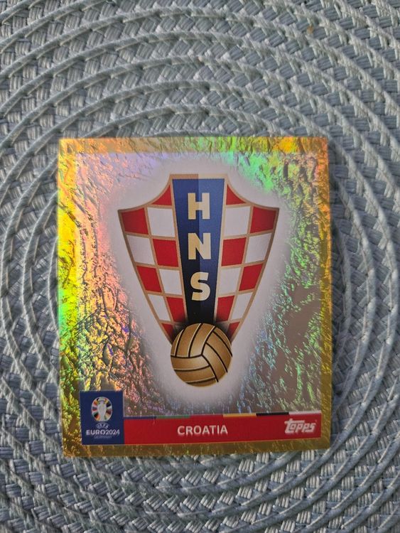 CRO 1🇭🇷 LOGO GOLD TOPPS EURO 24 STICKER (Neu (gemäss Beschreibung)) in ...